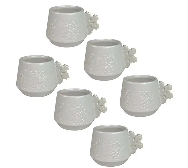 10 STRAWBERRY STREET Set Of 6 Snowflake Handle Espresso Cups