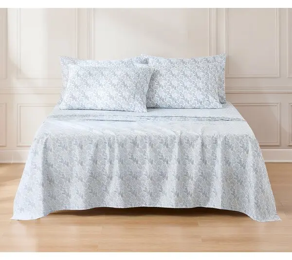 LUSH DECOR Botanical Leaf And Floral Sheet Set Lue 6pc King