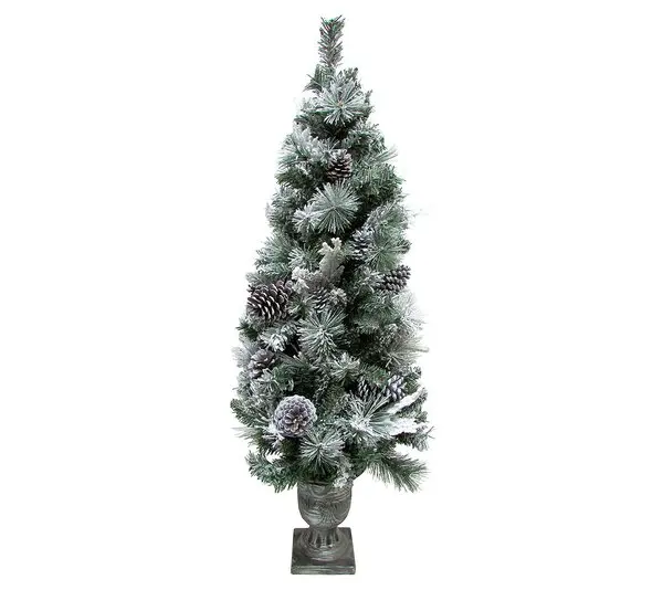 FRASER HILL FARM 4-ft. Christmas Snow Flocked P Orch Tree