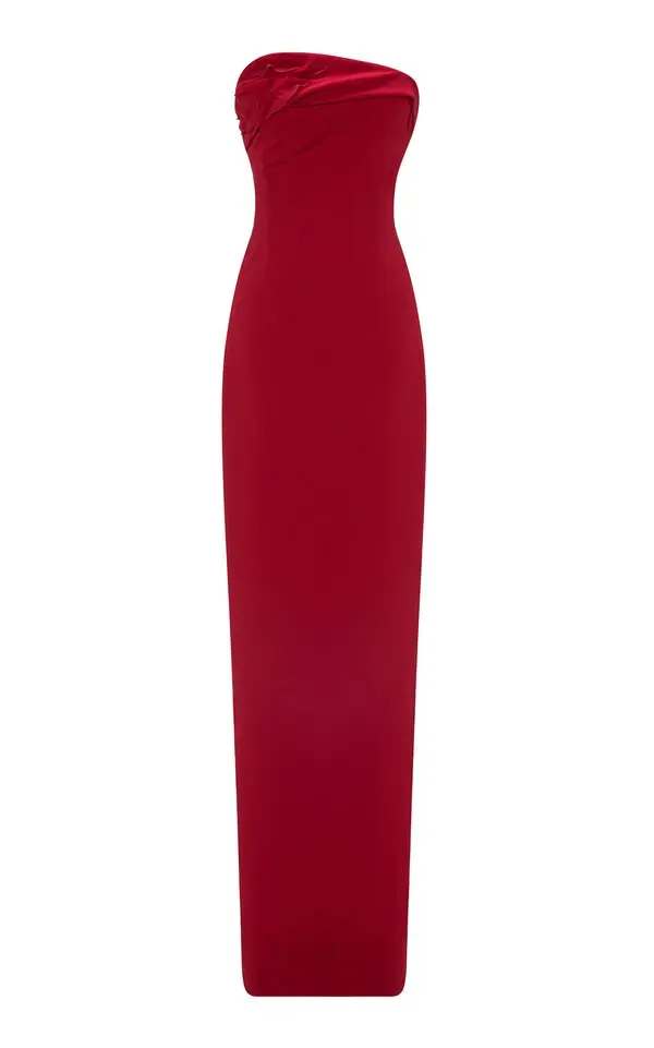 MARMAR HALIM Draped Column Gown - Red
