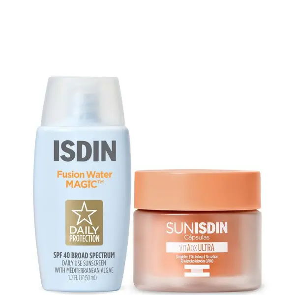 ISDIN Fusion Water Magic Spf40 50ml & Sun Daily Antioxidant Softgel Supplements Duo