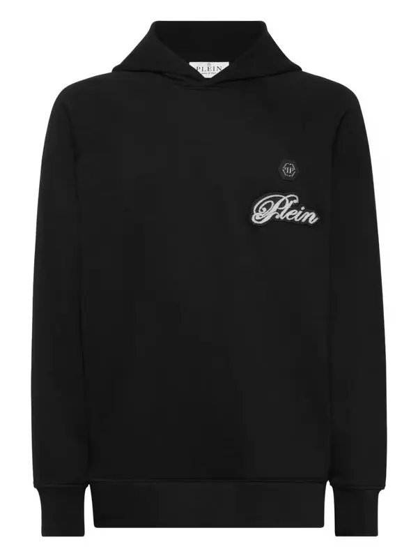 Philipp Plein Logo-patch Raglan-sleeve Hoodie - Black