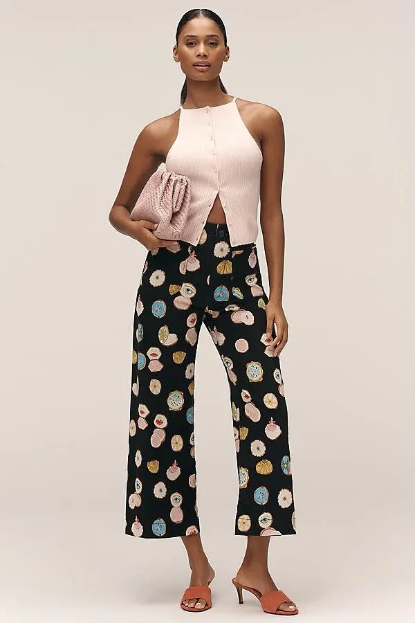 Maeve X Danielle Kroll Colette Crop Wide-leg Pants