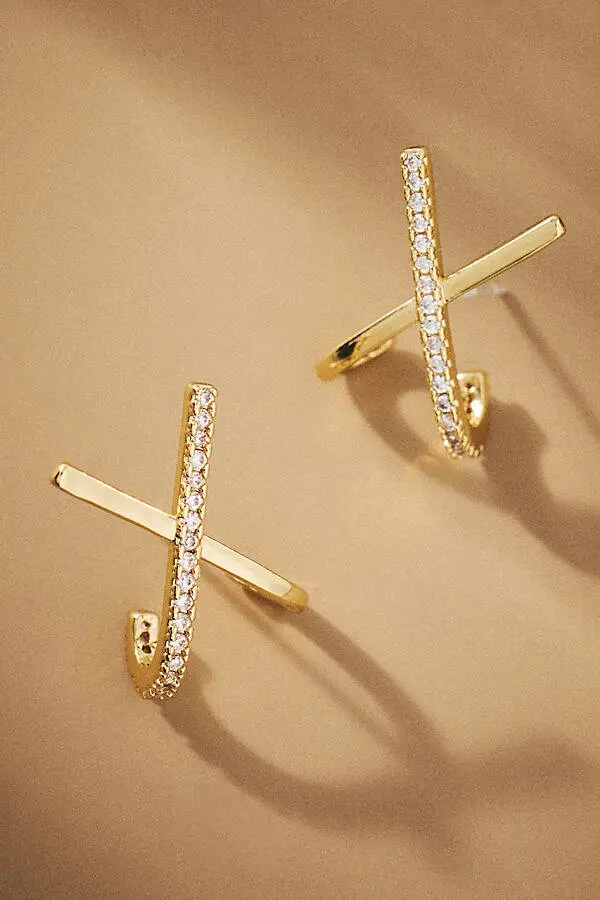 Shashi Pavé Criss-cross Post Earrings