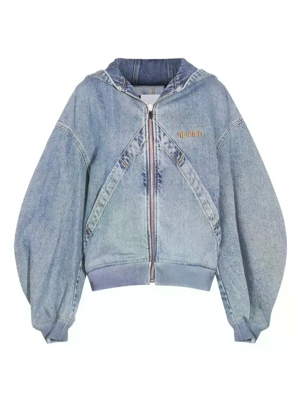 Attico Hooded Denim Bomber Jacket - Blue