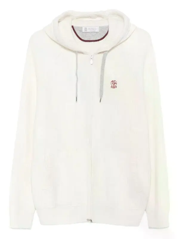 Brunello Cucinelli Hooded Ribbed Zip-up Cardigan