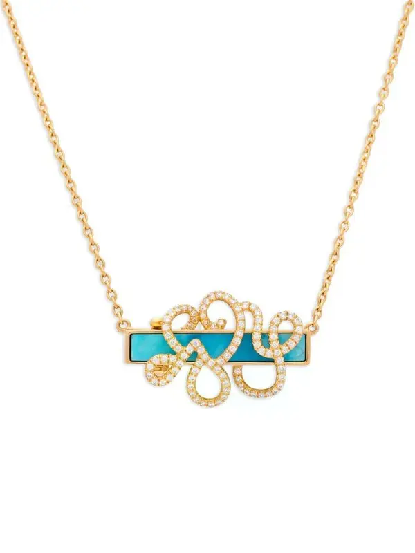 AURAGRAPH 18k Yellow Diamond And Turquoise Necklace - Gold