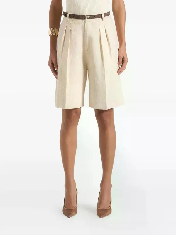 Manière De Voir Lorette Double-pleat Linen Shorts