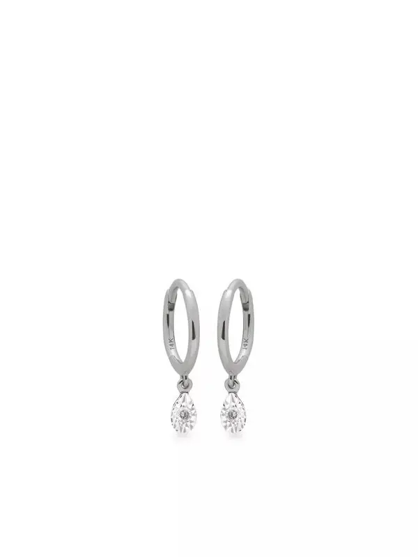 Monica Vinader 14k White Gold Teardrop Mini Hoop Earrings