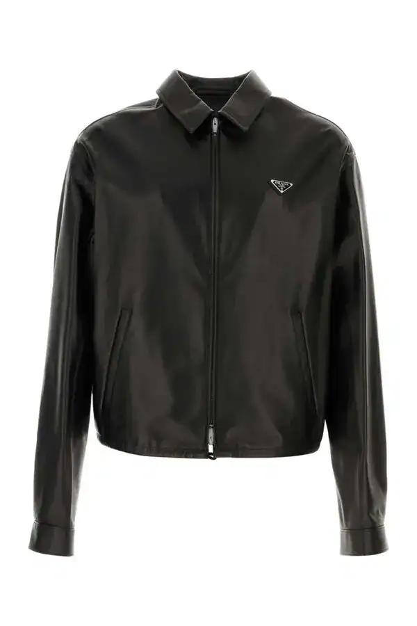 Prada Leather Jacket In Black - 39% Off | Editorialist