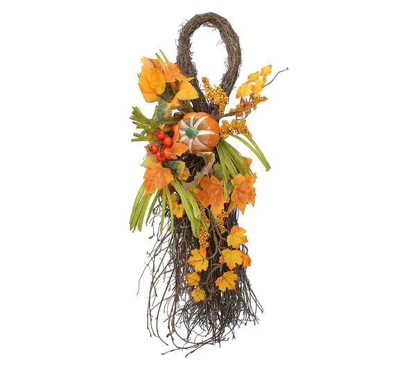 NORTHLIGHT 26' Harvest Berries And Pumpkin Tear Drop Swag