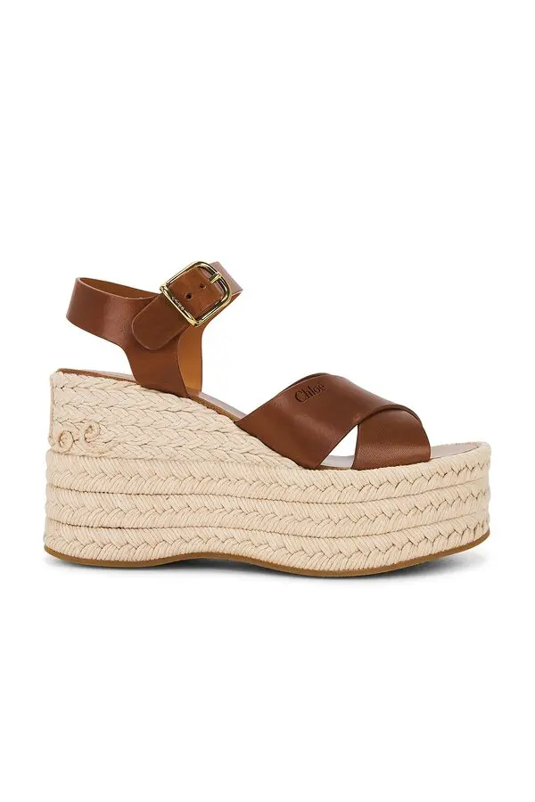 Chloé Isla Wedge Sandal - Ginger Brown