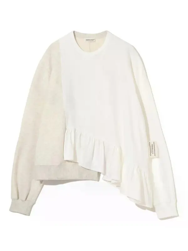 UNDERCOVERISM Asymmetrical Ruffled Sweatshirt - Neutrals