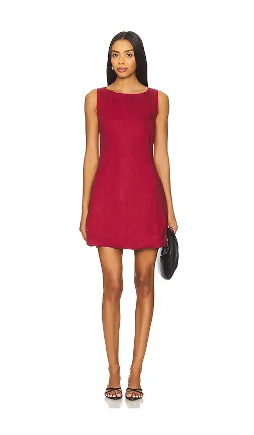 linen blend a line dress Linen Blend A-Line Midi Dress – shopaleena main image 1