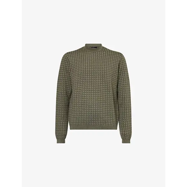 Emporio Armani Checked Crewneck Wool Jumper