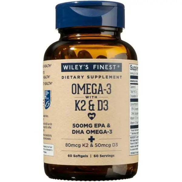 WILEYS FINEST FISH OILS Omega-3 With K2 & D3 60 Softgels