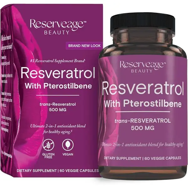 RESERVEAGE Resveratrol W/ Pterostilbene 60 Capsules