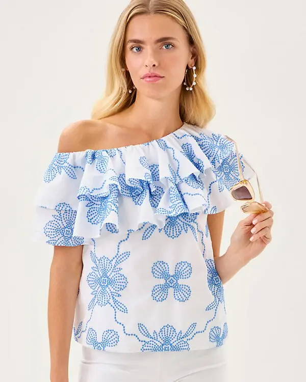 Lilly Pulitzer One-shoulder Ruffle Top