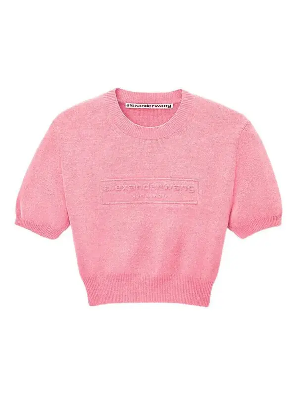 Alexander Wang Cotton-blend Chenille Cropped Pullover With Logo - Multicolor