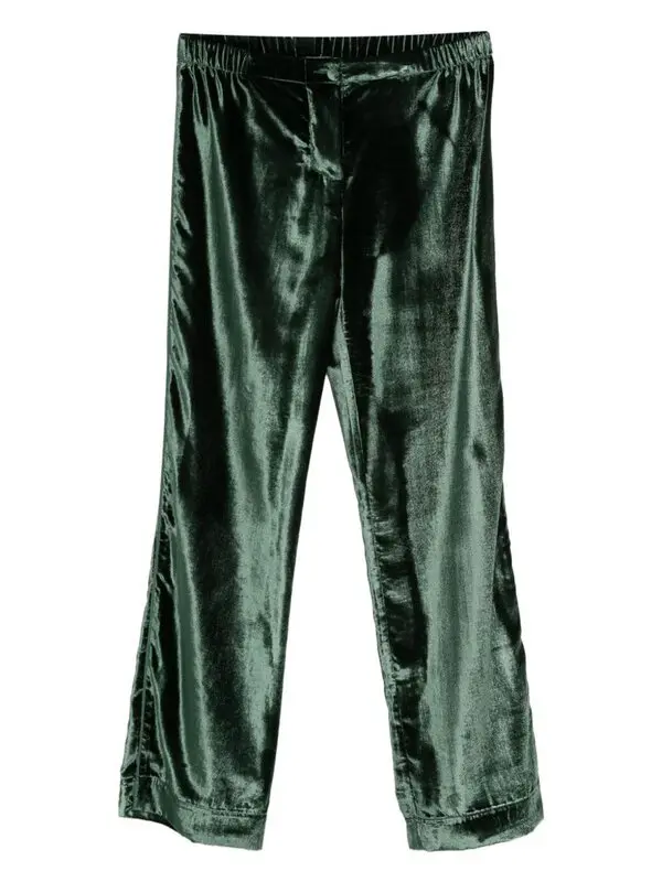 F.R.S FOR RESTLESS SLEEPERS Velvet High-waisted Trousers - Green