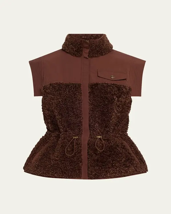 Ulla Johnson Tariet Teddy Fleece Combo Vest - Onyx
