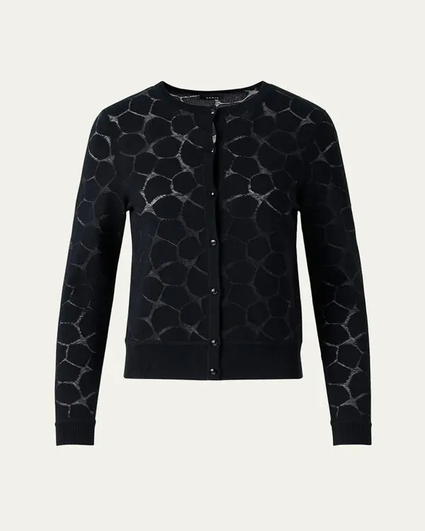 Akris Broken Stone Jacquard Wool-silk Cardigan