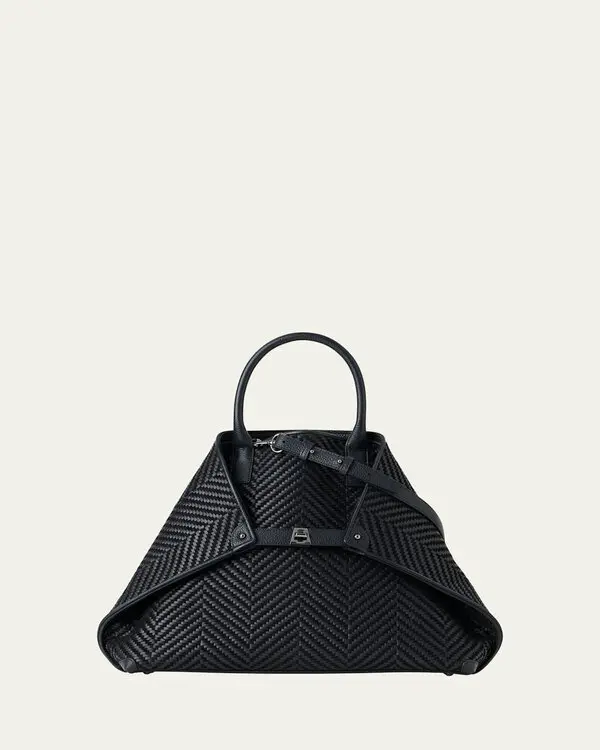 Akris Medium Chevron Leather Tote Bag