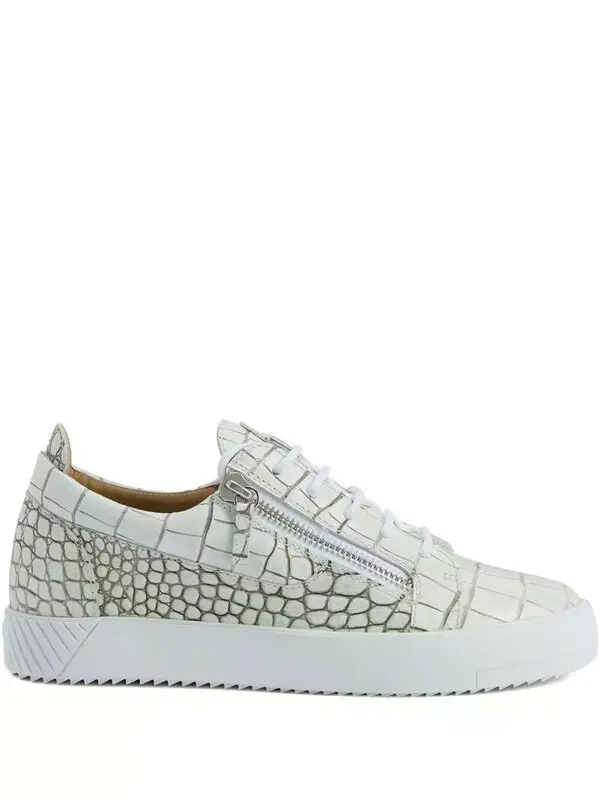 GIUSEPPE ZANOTTI Frankie Crocodile-effect Zip Sneakers - Neutrals