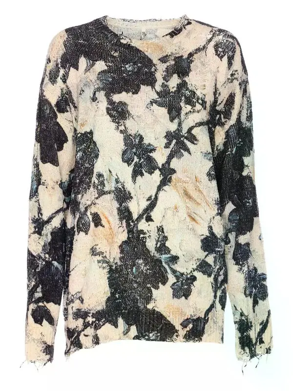R13 Floral-print Distressed Sweatshirt