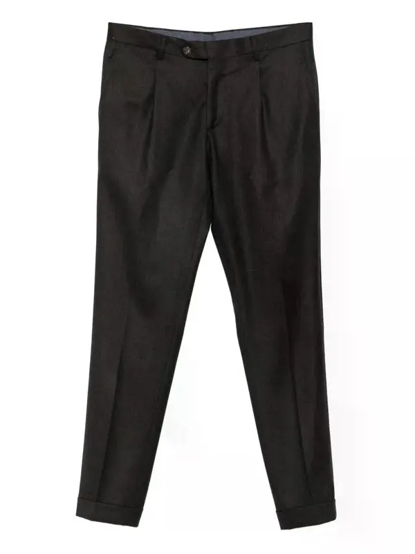 BARBA NAPOLI Pleated Wool Trousers - Brown