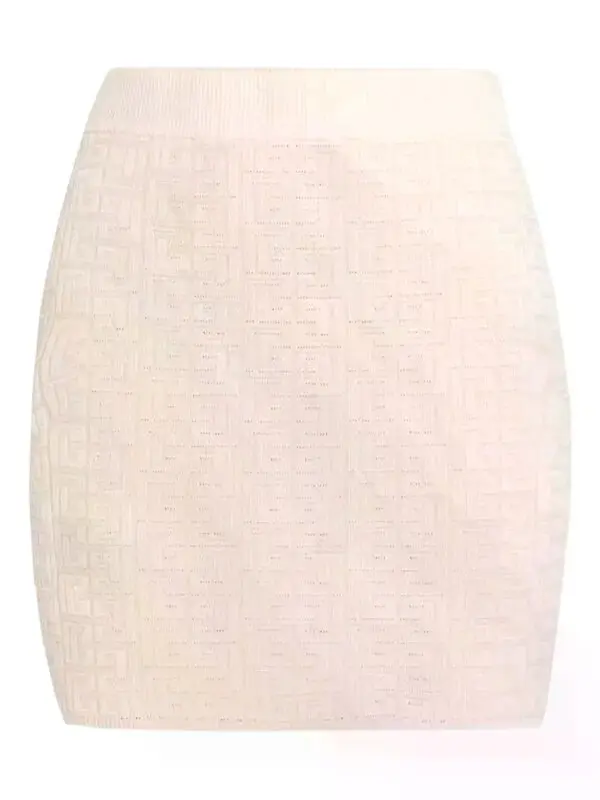 Balmain Monogram Knitted Mini Skirt - Neutrals