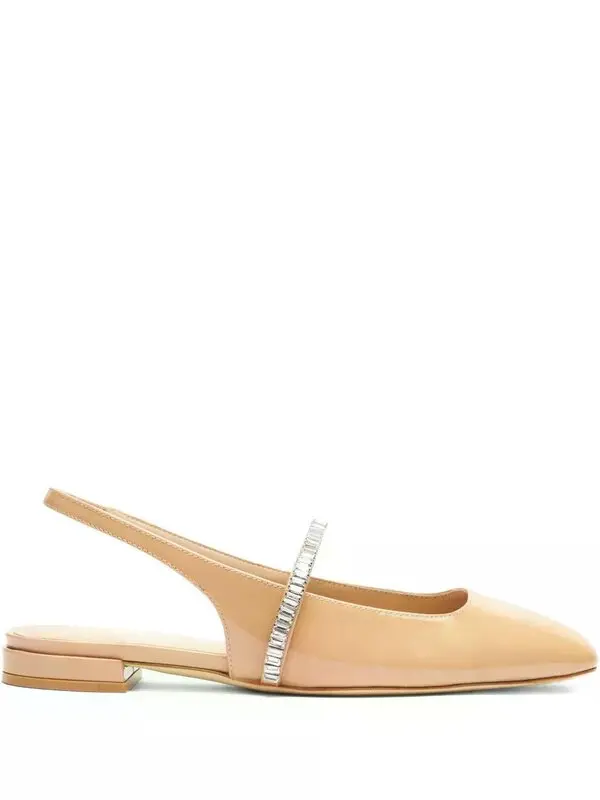 STUART WEITZMAN Crystal-embellished Slingback Flats