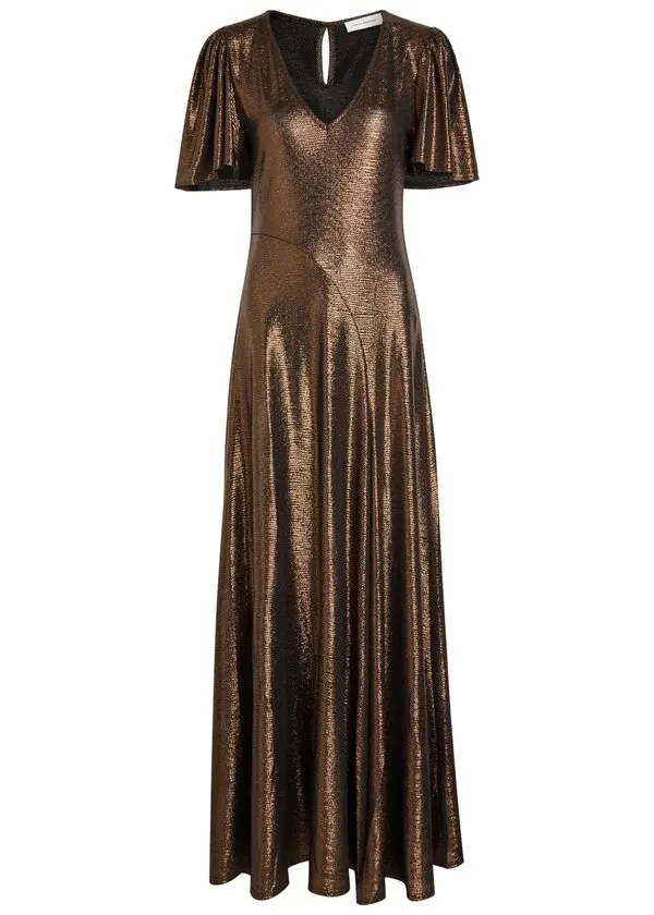 LUXE DE VALENTINA Fluted Metallic Jersey Gown