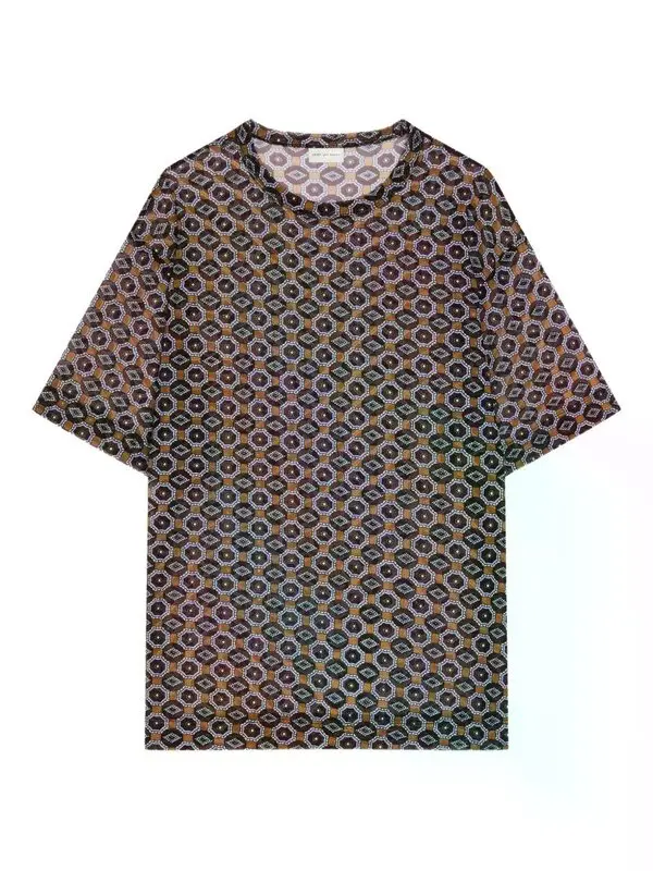 Dries Van Noten Geometric-print Semi-sheer Top