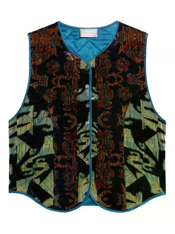 PIERRE-LOUIS MASCIA Patterned Quilted Waistcoat - Brown