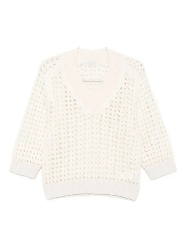 Peserico Open Knit V-neck Sweater