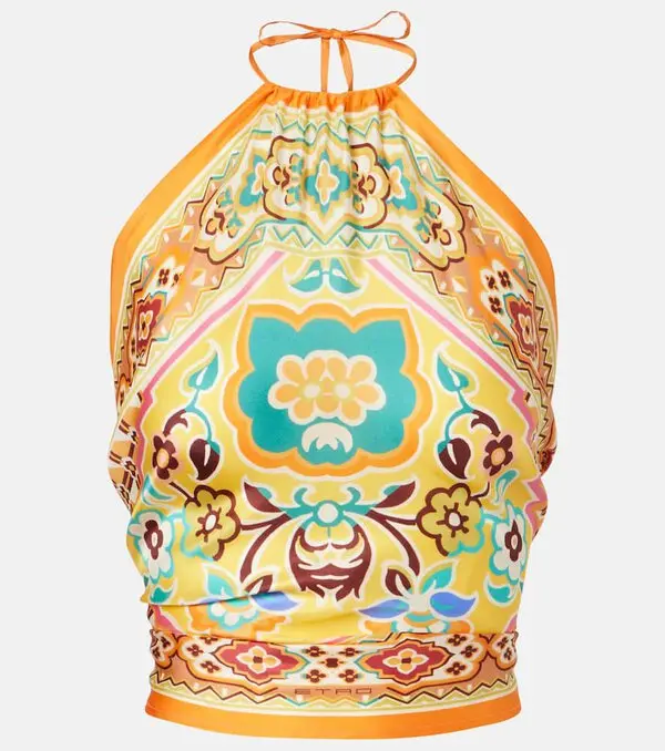 Etro Halterneck Printed Silk Top - Multicoloured