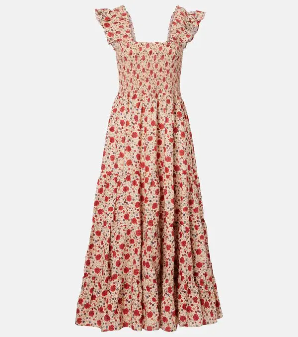 Rixo Kendall Floral Cotton Voile Midi Dress - Multicoloured