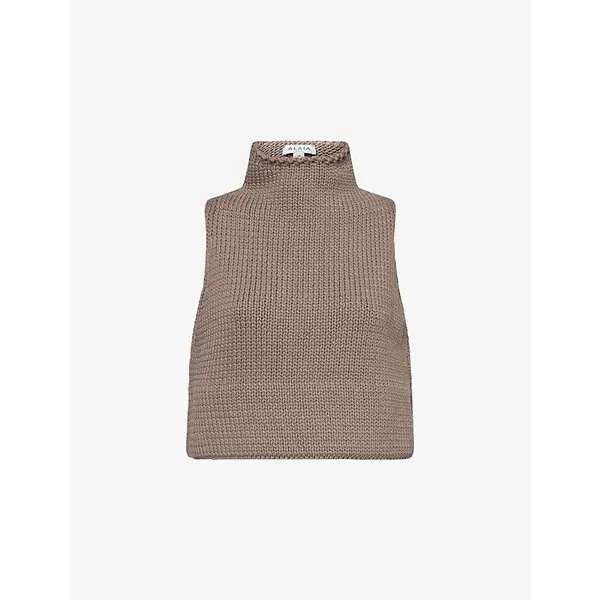 Alaïa Crop Sleeveless Cotton-blend Top