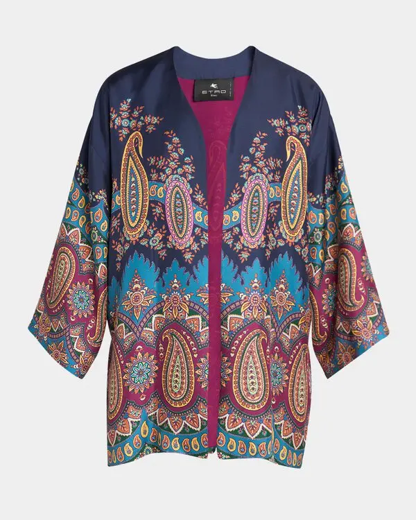 Etro Midnight Dream Silk Jacket - Print On Blue Base 3