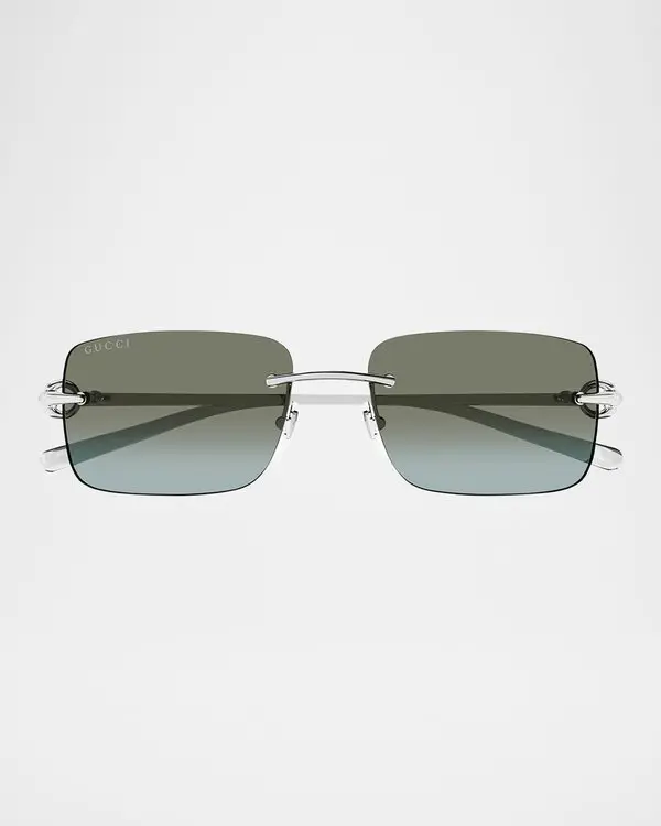 Gucci Gg1703s Rectangle Sunglasses - Shiny Silver