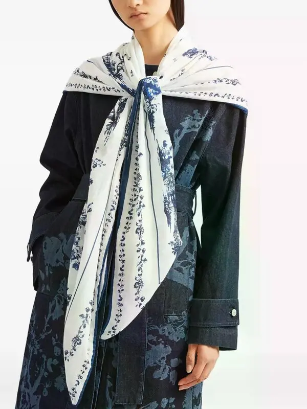 Erdem Floral-tree Print Scarf - White
