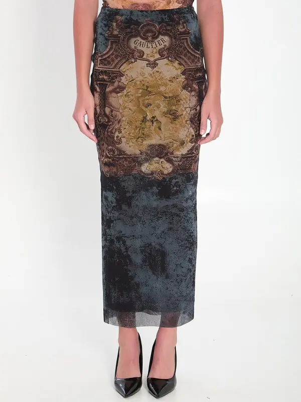 Jean Paul Gaultier Médaillon Printed Skirt - Black