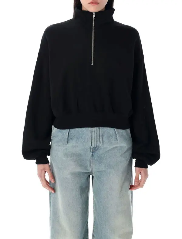Eterne Half-zip Cropped Sweatshirt - Black
