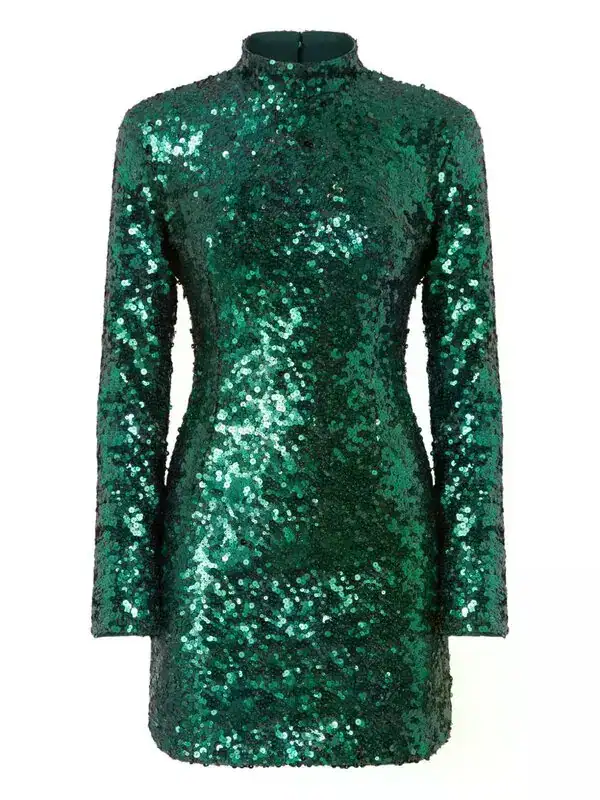 backless glitter bodycon dress Black Embellished Long Sleeve Mini Dress main image 0