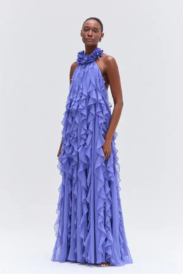 long flowy silk dresses Long Flowy Floral 'Emilia' Maxi Dress X-Small / Bright Pink / Bright Blue - Dresses - Women's Clothing & Accessories main image 0