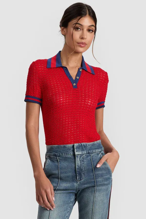 Alice + Olivia Martha Pointelle Polo