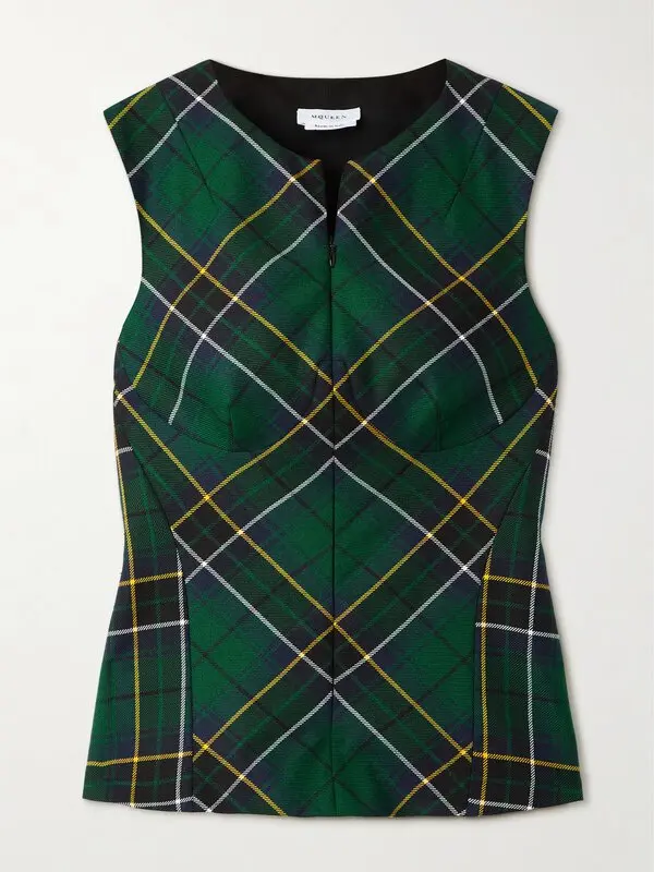 Alexander McQueen Checked Wool-twill Vest - Multi