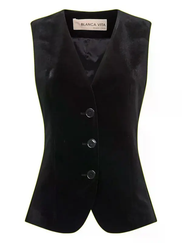 BLANCA VITA Three-button Velvet Waistcoat