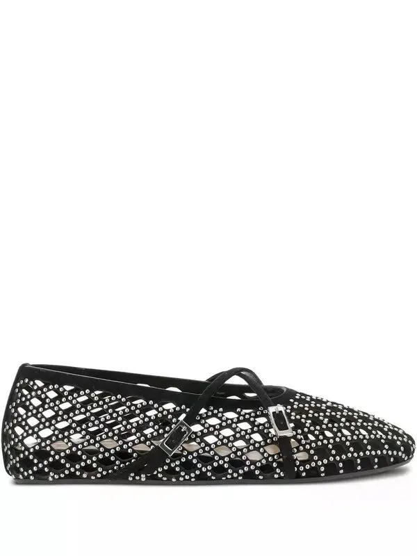 Mach & Mach Embellished Leather Ballet Flats - Black